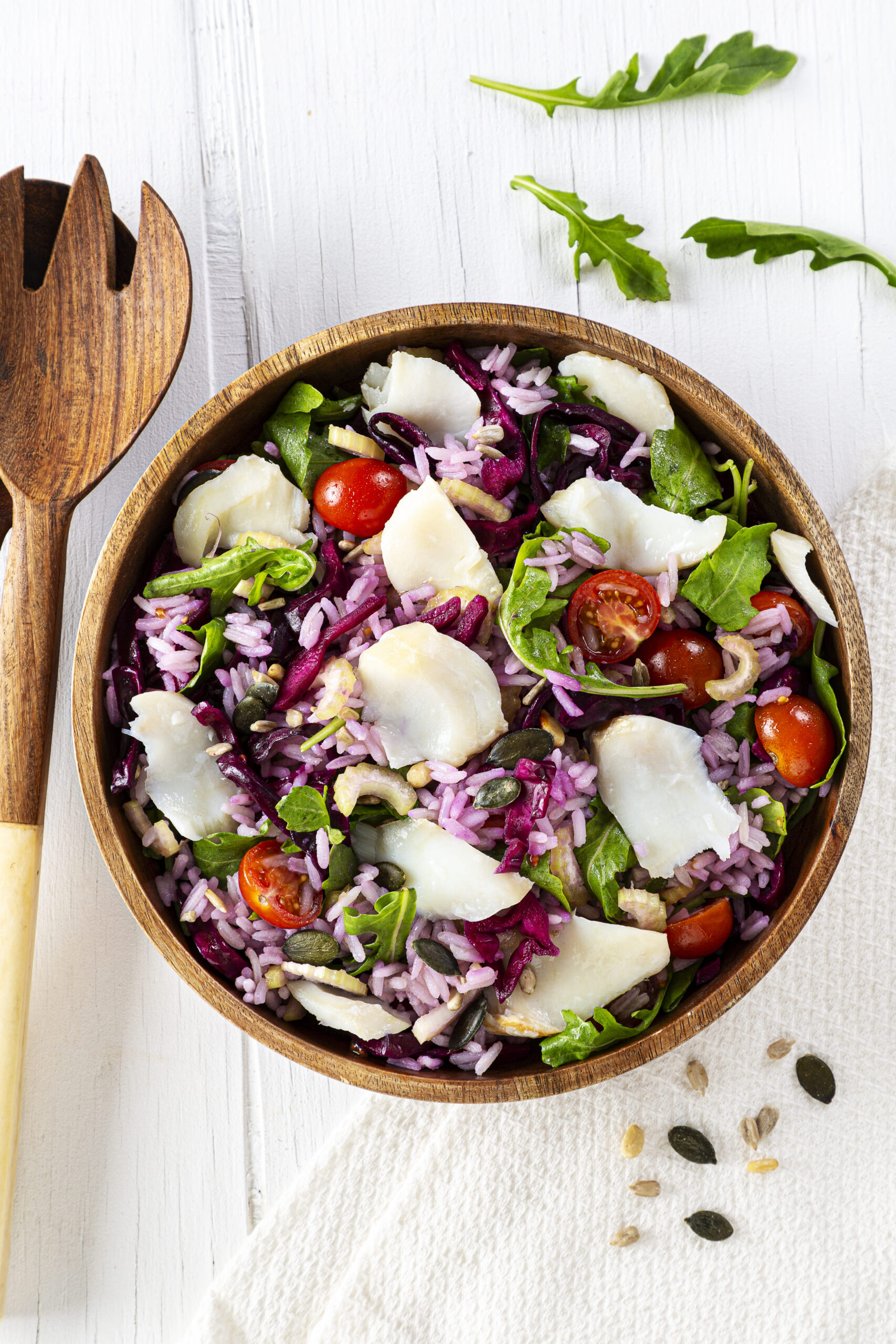 Salada de verão de Bacalhau com pickles de couve-roxa - Riberalves